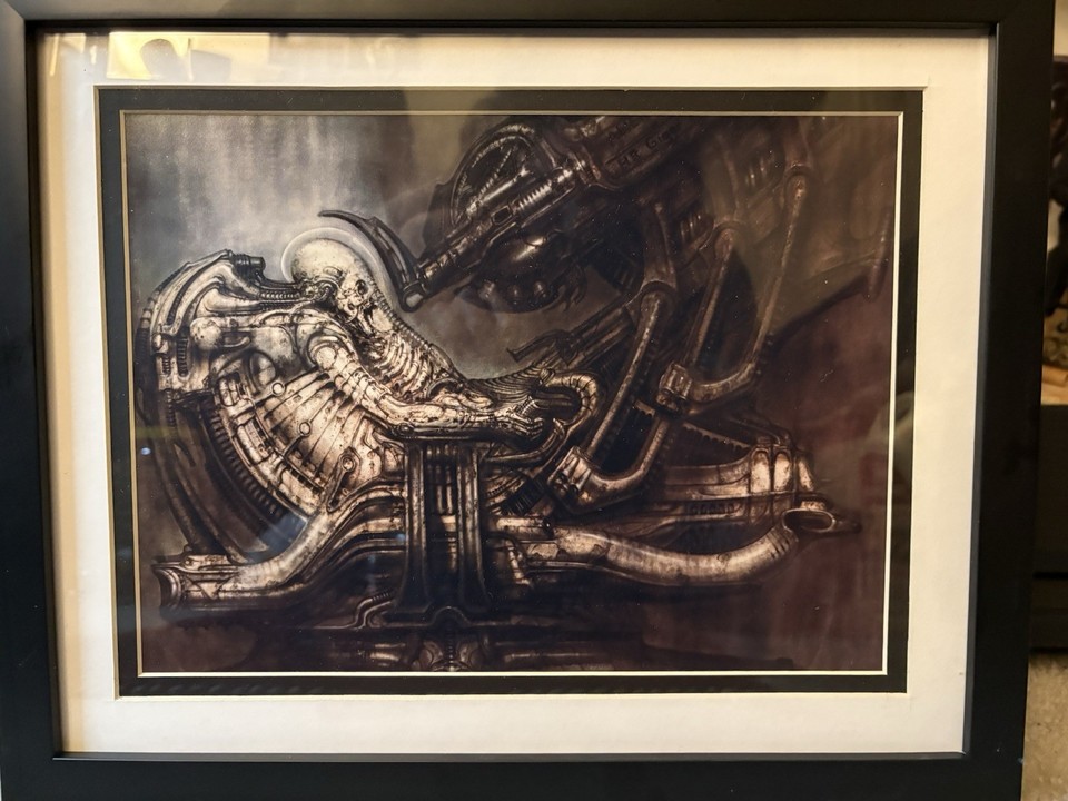 H.R. Giger Space Jockey Pilot In Cockpit Framed Art - Xenomorph Alien ...