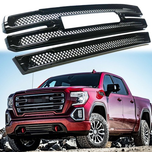 FITS 2019-2022 GMC SIERRA 1500 SLT AT4 GRILLE COVERS OVERLAY TRIM GLOSS ...