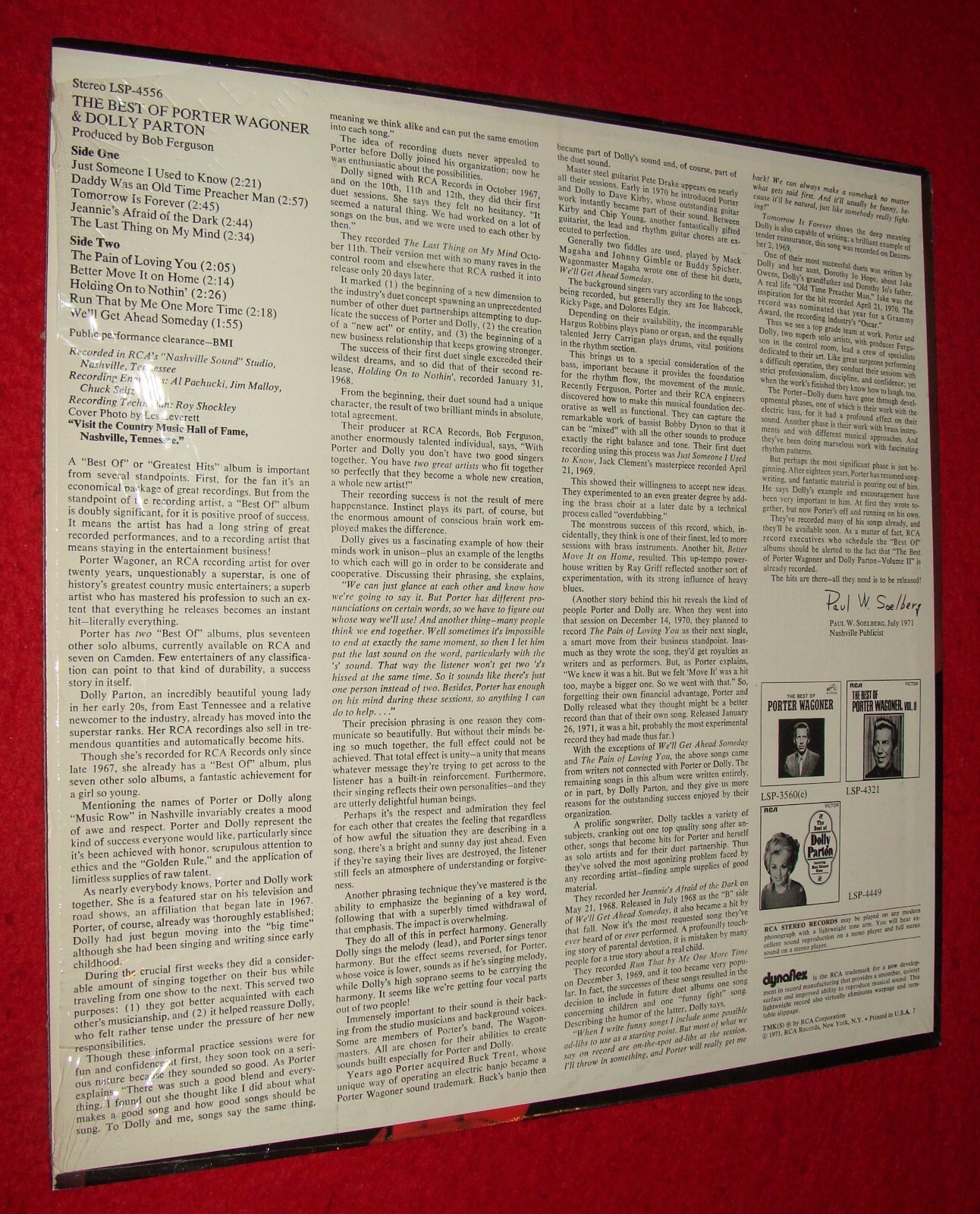 1971 Country Promo LP Record Best of Dolly Parton & Porter Wagoner RCA ...