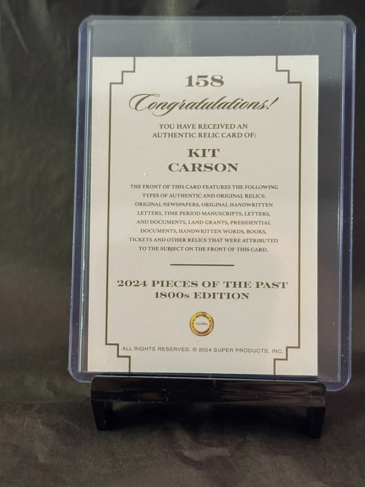 KIT CARSON- AUTHENTIC JUMBO RELIC 2024 Pieces of the Past- 💥ULTRA RARE💥 ...