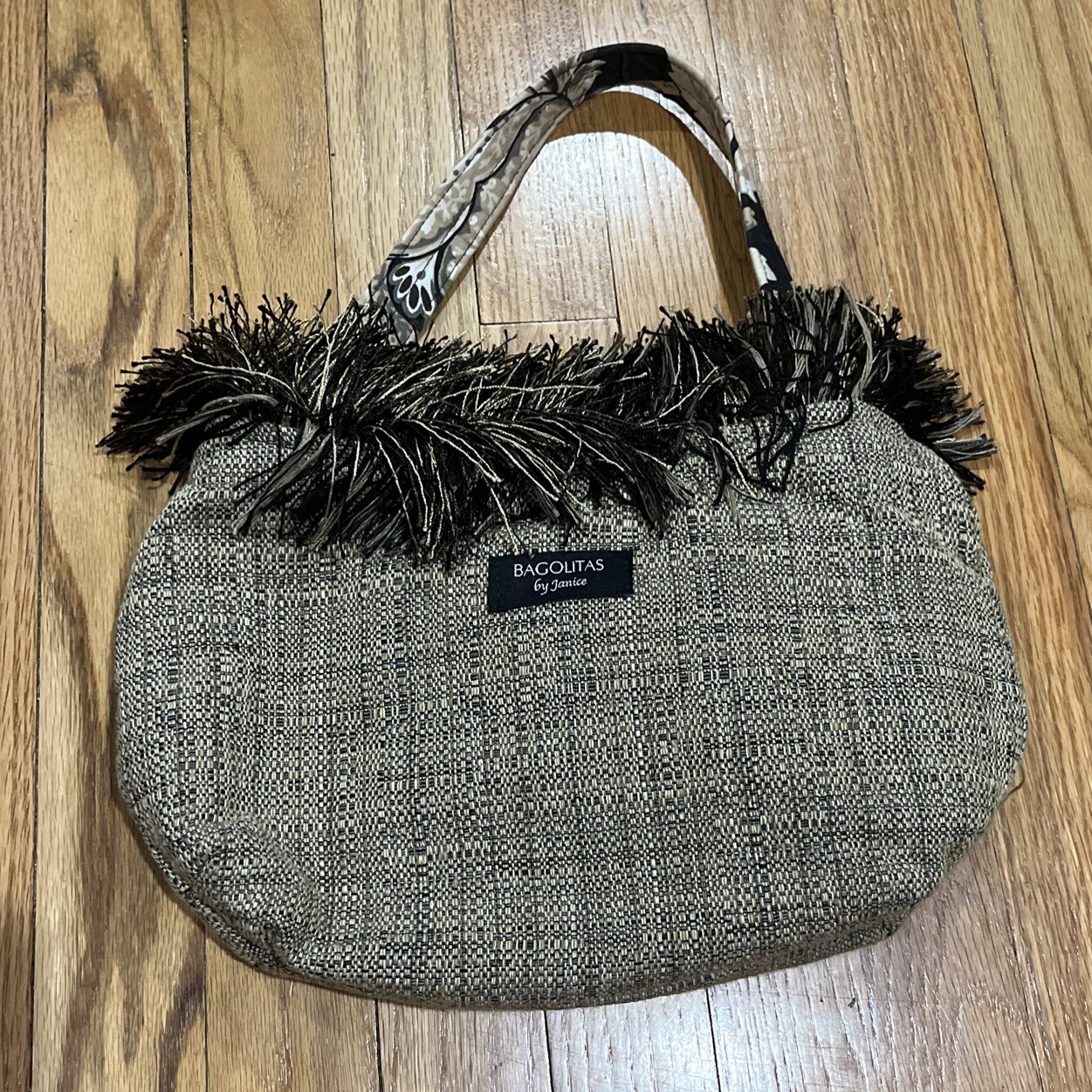 Bagolitas Fringe Tweed Natural Purse Bag Art-to-Wear… - Gem