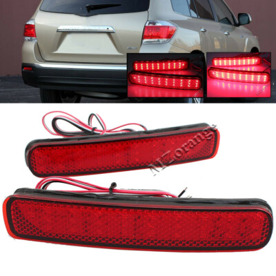 2X LED Rear Bumper Reflector Lamp For Toyota Highlander 2011-2013 Tail ...