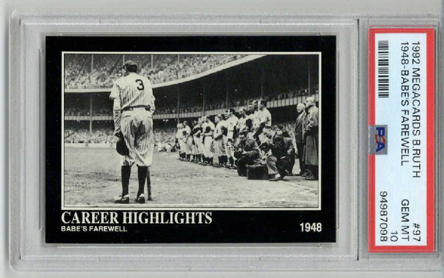 1992 MEGACARDS BABE RUTH 1948 BABE'S FAREWELL BABE RUTH YANKEES PSA 10 ...
