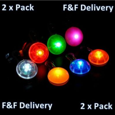 2x LED Dog Collar Safety Warning Lamp Night Clip Light Flashing Pet ...