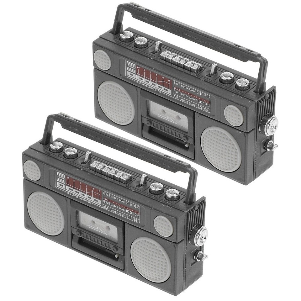 2Pcs Miniature Radio Models Vintage Style Tiny Radio Figurines ...