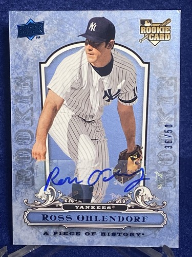 2008 UD A Piece of History Rookie Autographs Blue #131 Ross Ohlendorf ...