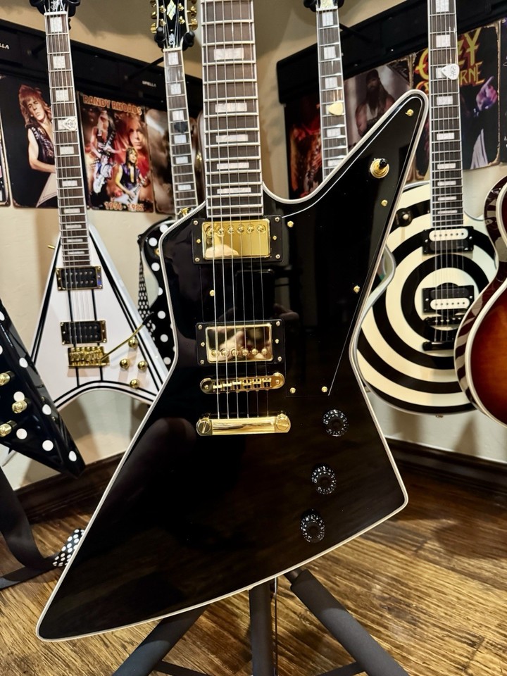 Explorer Style Electric Guitar Black Small Pin Bridge Open Box New | eBay