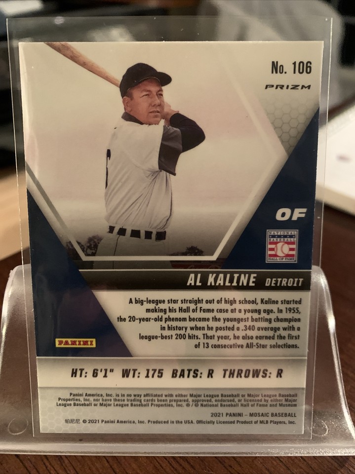 Al Kaline 2021 Mosaic Baseball Blue Reactive Prizm Detroit Tigers #106 ...
