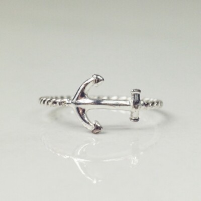 Sterling Silver Anchor Twisted Rope Marine Nautical Ocean Ring Size 8 ...