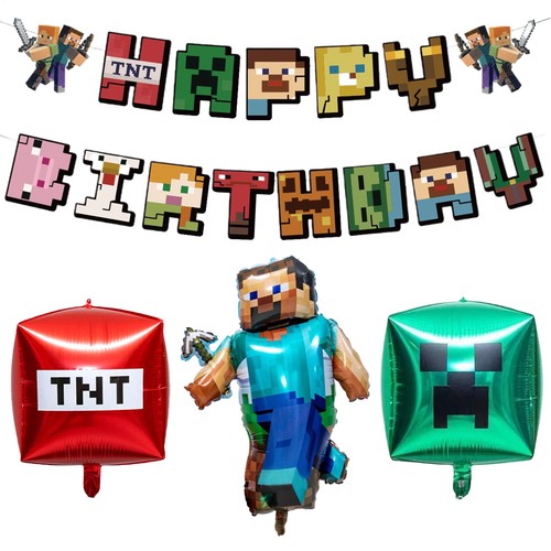 TNT Minecraft Steve Foil Balloon Birthday Gaming Party Balloon Foil ...