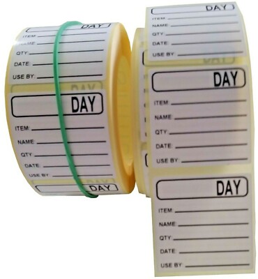 Food prep labels, Food labels, Day dot labels, 36mm x 36mm 500 On A ...