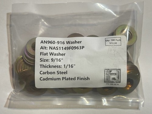 AN960-916 (Alt: NAS1149F0963P), Flat Washer, 100/pk, New Surplus | eBay