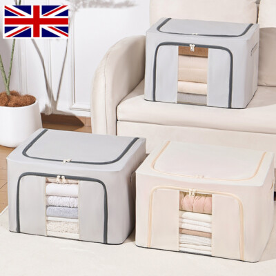 100L Clothes Storage Bags Zipped Organizer Underbed Wardrobe Cube ...