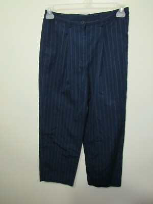 Chadwicks Dress Pants Size 8 Petite Blue Pinstriped Pleated Front ...