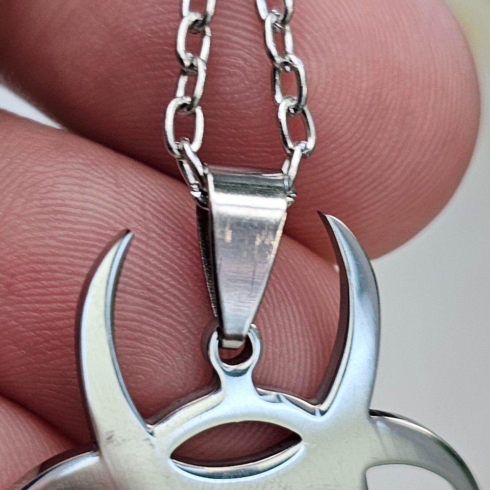 Biohazard Pendant Necklace Stainless Steel 22" Chain Symbol Anarchy ...