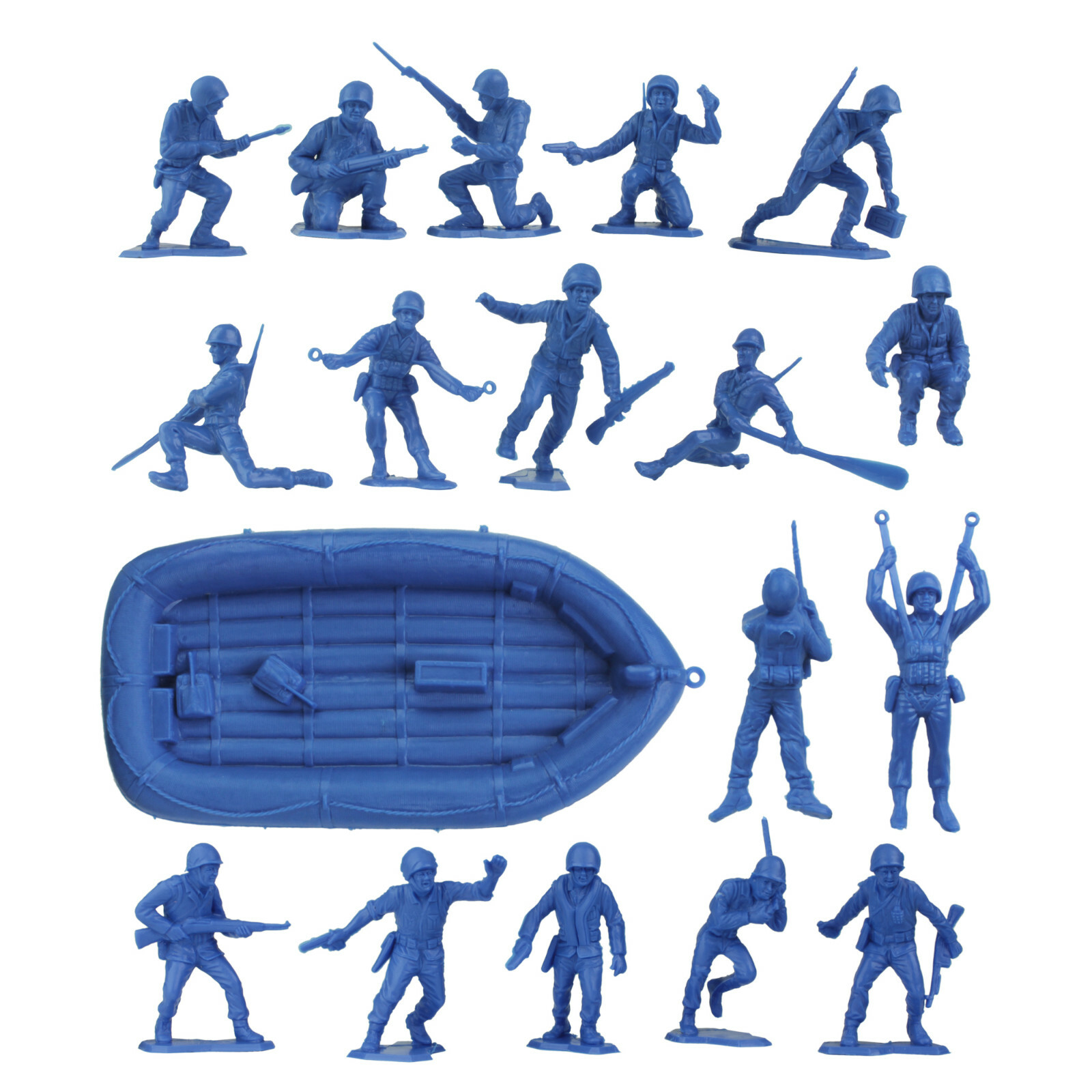 BMC Marx Recast WW2 US Marines Raft Paratrooper Figures Blue Plastic ...