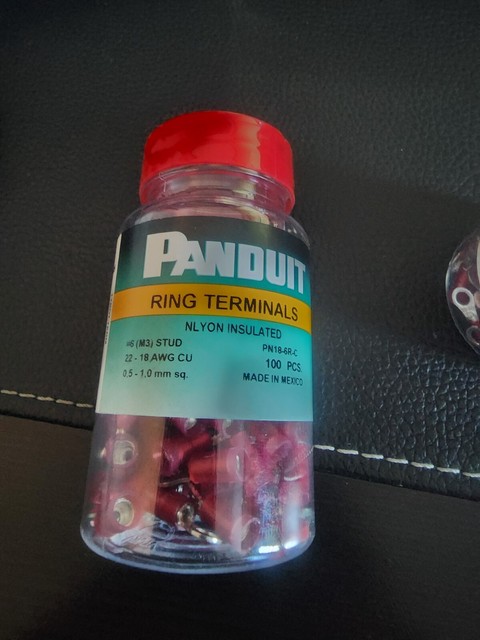 Panduit Pn18-6r-c Ring Terminal Nylon Insulated 22 - 18 AWG Wire Range ...