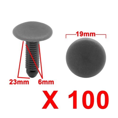 100pcs 6mm Gray Plastic Car Hole Rivets Fastener Fender Bumper Push Pin ...