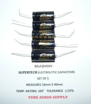 80uF@450volt ELECTROLYTIC CAPACITOR, AXIAL, SUPERTECH HIGH QUALITY, SET ...