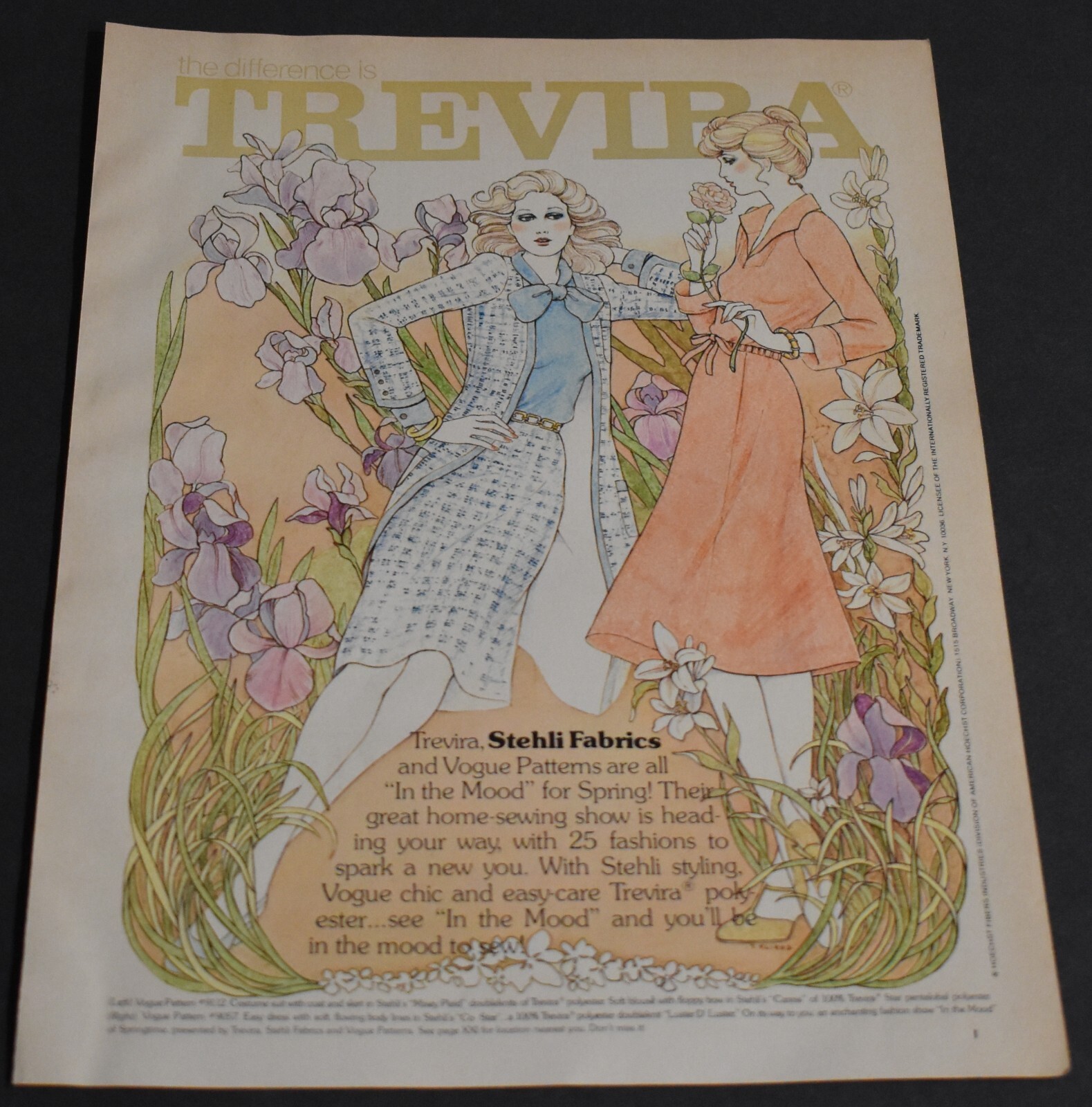 1975 Print Ad Trevira Stehli Fabrics Pattern Art Ladies Fashion ...