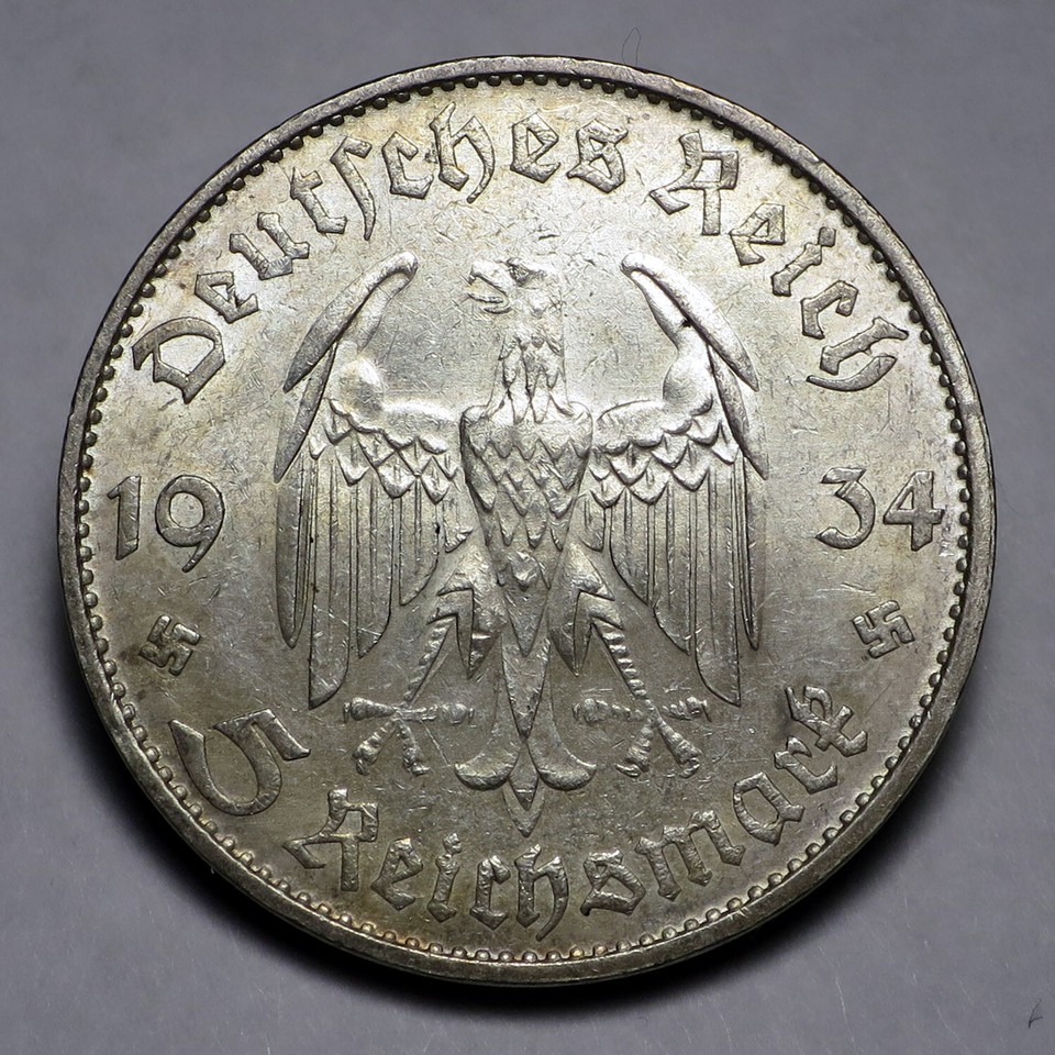 Germany 1934 D 5 Reichsmark, KM#83, Church without Date - Choice XF | eBay