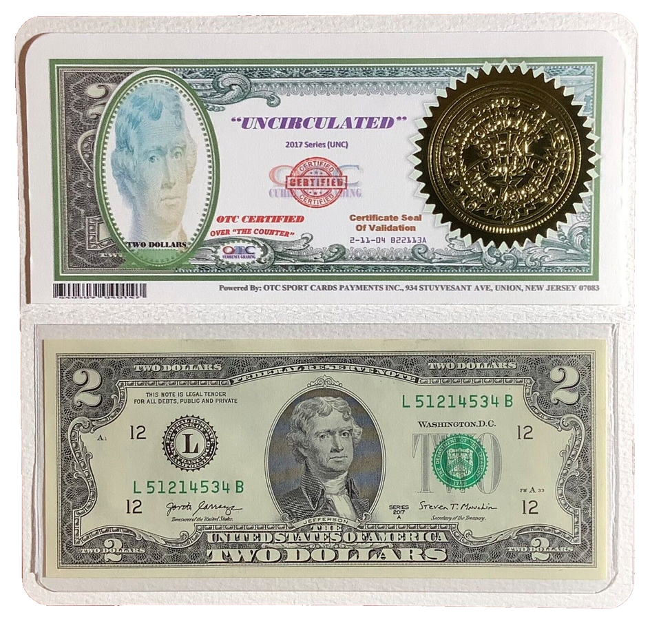 Great Gifts-2017 2 Dollar Bill (1) One First Note - Sent-Gift Ready ...