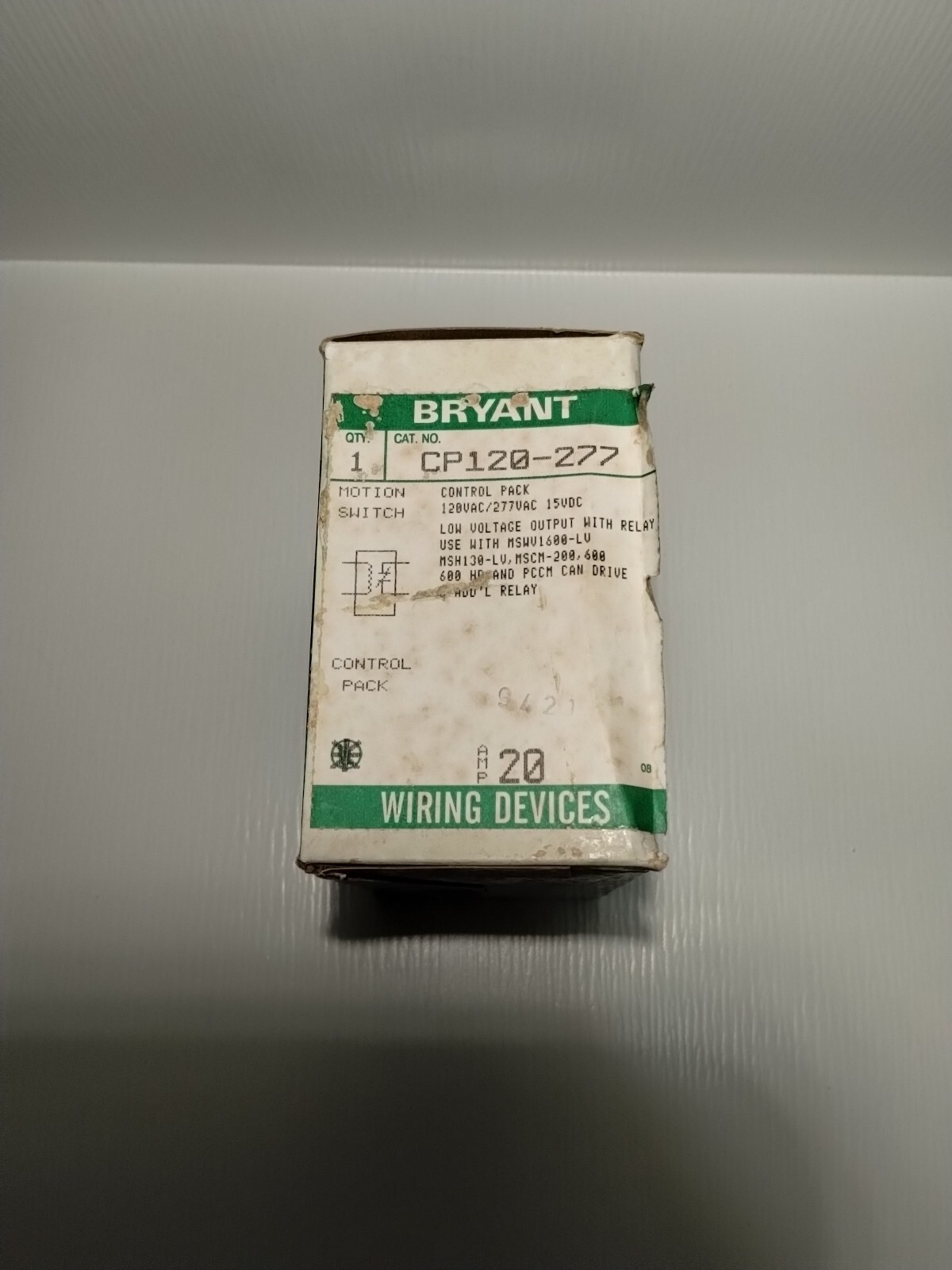 NEW Bryant/ Hubbel CP120-277 Motion Switch Control Module 120/277VAC ...