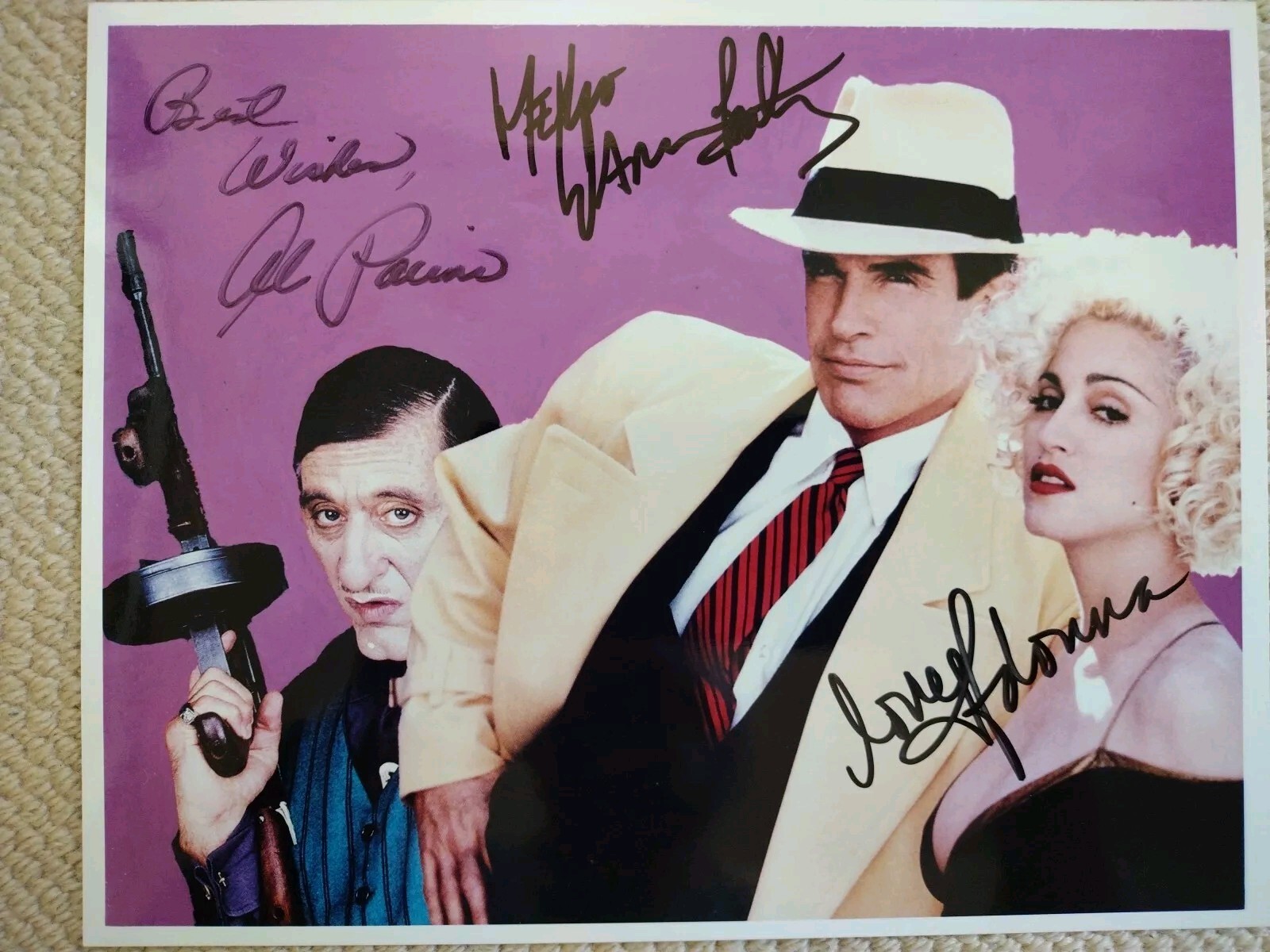 Autographed 8x10 photos Warren Beatty, Al Pacino, Madonna. Dick Tracy ...