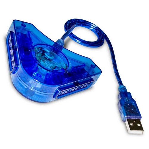 Adaptateur USB double commande PS compatible PS1 PS2 PSX pour PC bleu ...