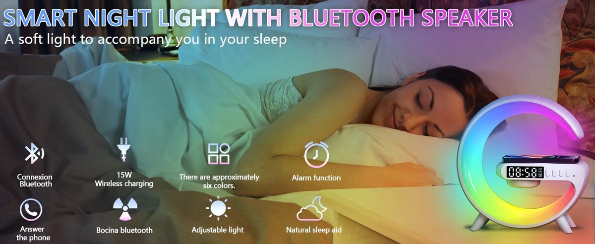G63 Smart RGB Light Charger Table Lamp Alarm Clock Bluetooth Speaker ...