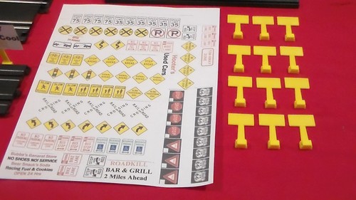 Artin Slot Car Track Signs, 20 qty, as shown, includes color sheet of ...