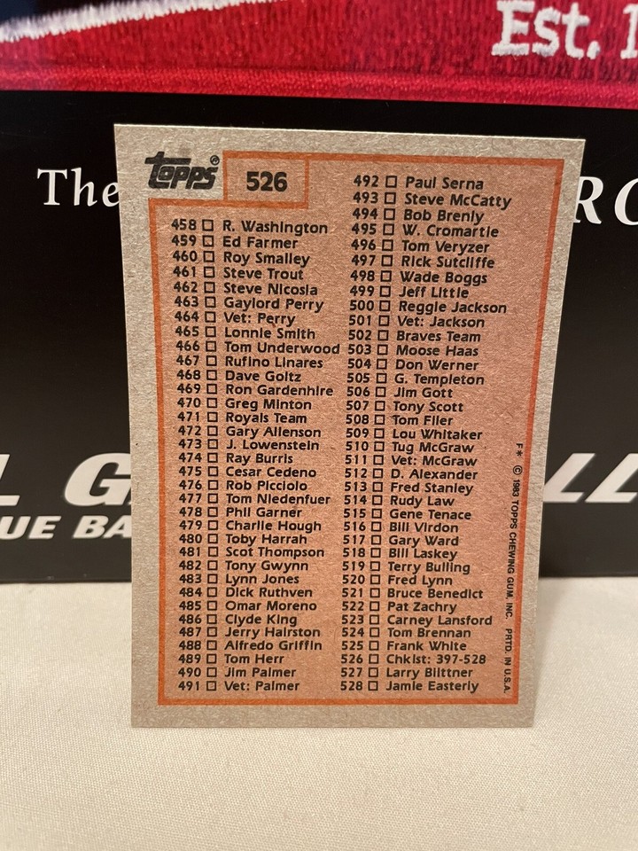 1983 Topps Baseball Card #526 Unmarked Checklist NM Combined Shipping ...