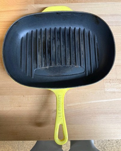 Vintage le Creuset Yellow Oval Cast Iron Grill Skillet Griddle Pan ...