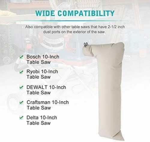 Table Saw Dust Collector Bag (10" Tablesaws with 2.5" Dust Port) Fits ...