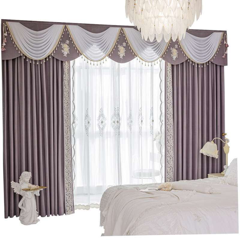purple princess wedding room velvet cloth blackout curtain valance ...