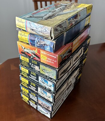 Heller Model Kit Lot of 8 Vintage 1970s 80s models Airplane WWII *READ ...