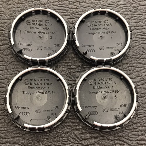 SET 4 CENTER CAPS AUDI A4, S4, S5, Q3, Q5, SQ5, Q7, Q8 OEM 2021-2025 ...