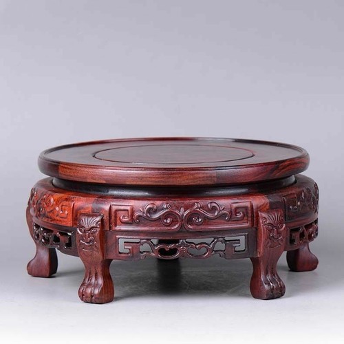 Rosewood Base Round Pedestal Display stand For vase teapot flowerpot 8 ...