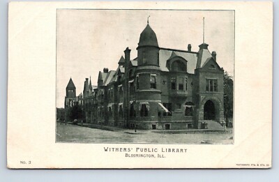 Postcard Illinois Bloomington Withers' Public Library | eBay