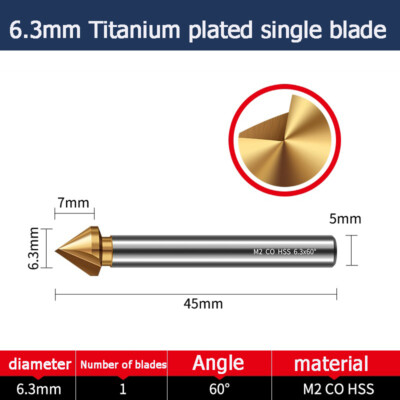 6.3mm Titanium plated single blade chamfer 90 degree deburring chamfer ...