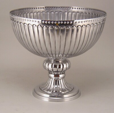 Compote Bowl 12"D 11"Hi Polished Aluminum Fluted Pedestal FREE SHIPPING ...