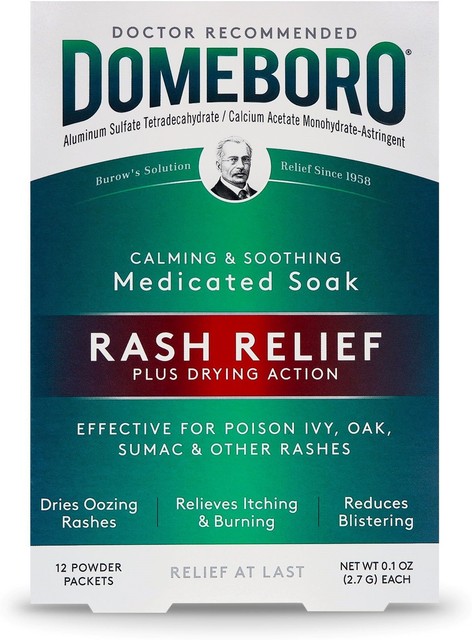 Domeboro Medicated Soak Rash Relief Burow’s Solution 12 Powder Packets ...