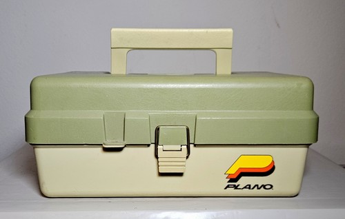 Vintage Plano Green/Beige Tackle Box Model 3100 Outdoors Angler Lures ...