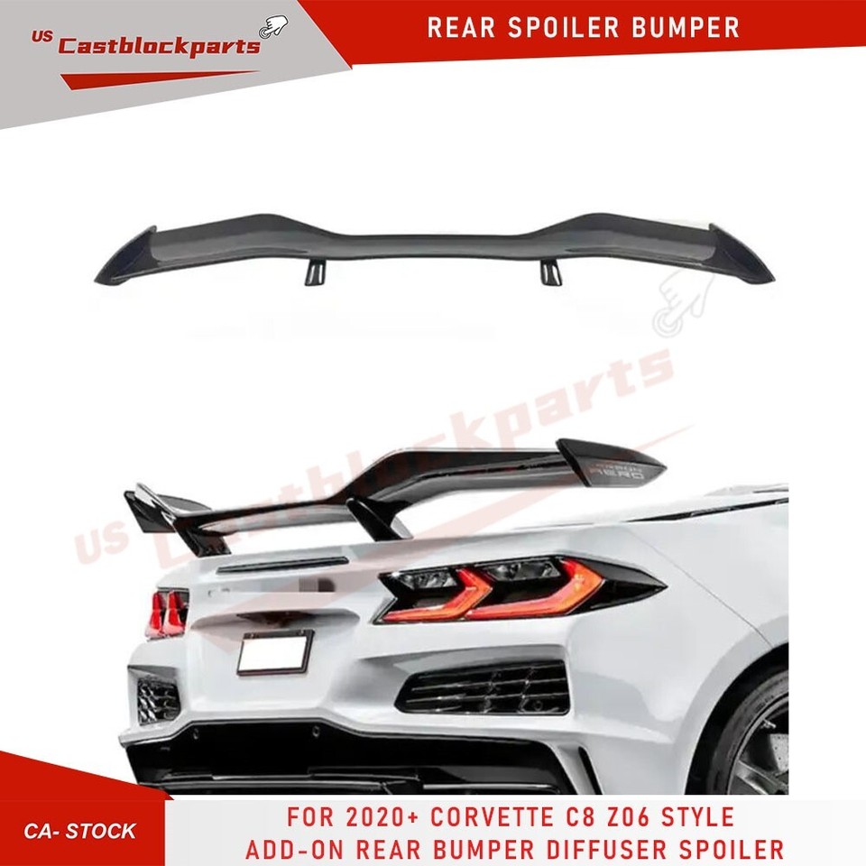For 2020+Corvette C8 Stingray Z06 Style Rear Diffuser Bumper Spoiler ...