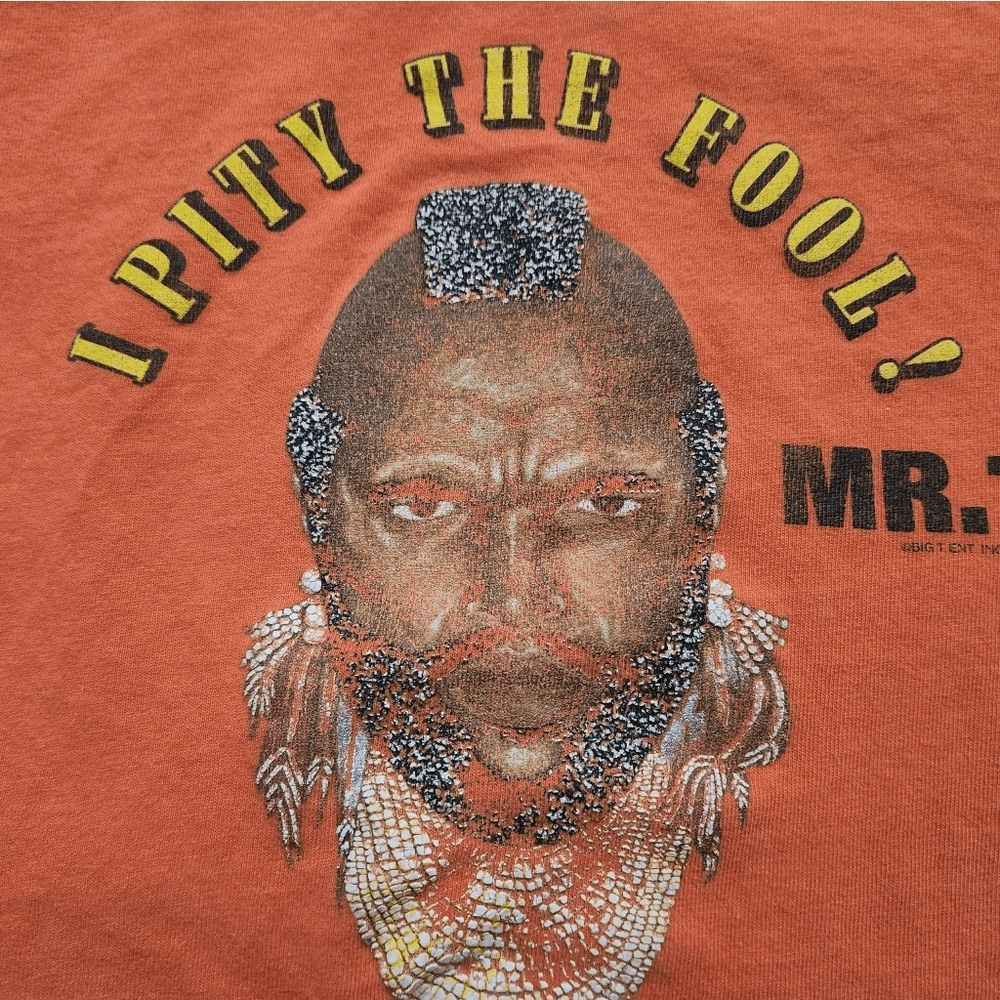 Rare Vintage Mens Orange Mr. T I Pity the Fool Shirt … - Gem