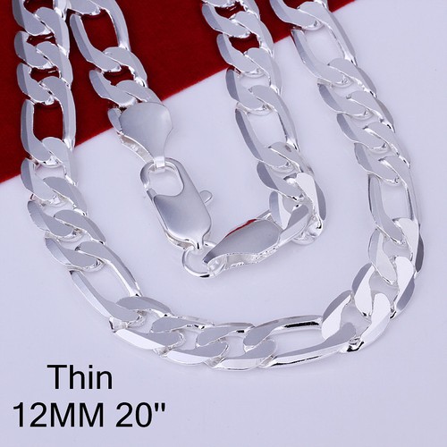 Cool 925Sterling Solid Silver Flat 3 Space 1 Men's Chains Necklace 12MM ...