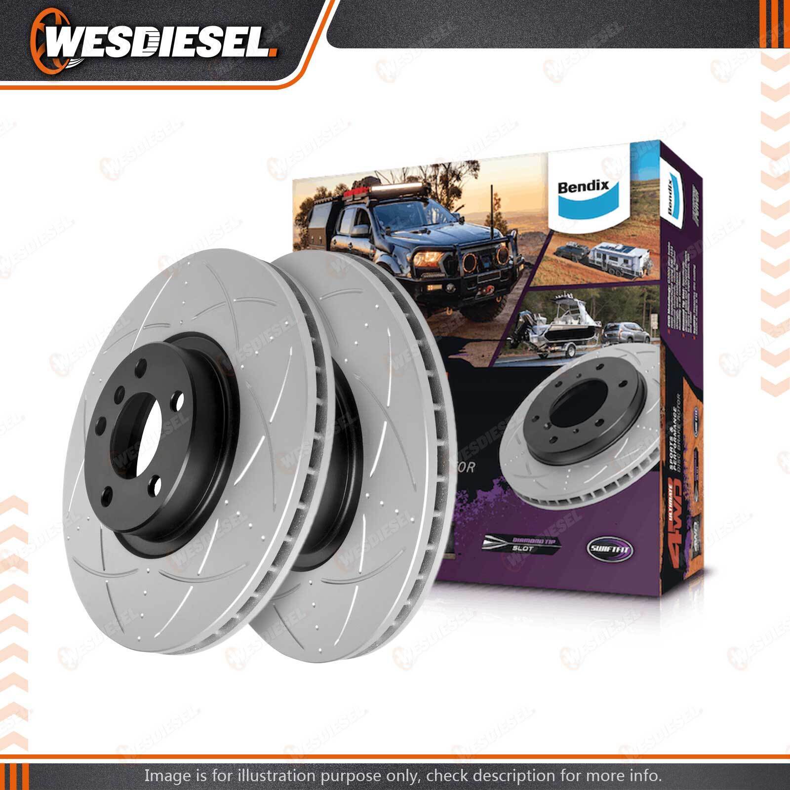 2Pcs Rear Bendix ULT 4WD Slotted Disc Brake Rotors Diamond Tip Slot ...