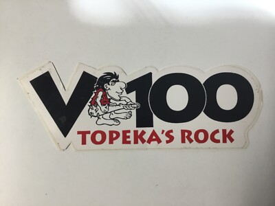 Vintage Radio Station Decal Bumper Sticker V 100 Topeka’s Rock 8” x 3 ...