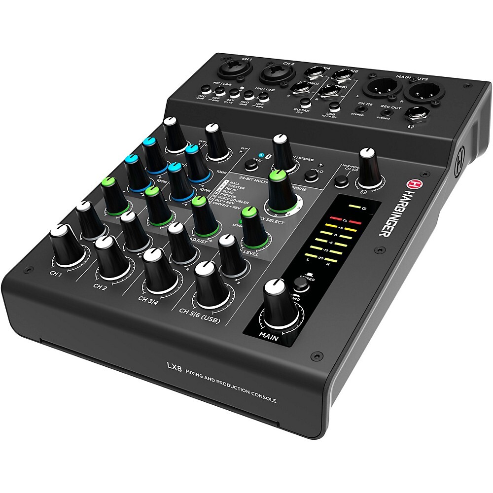 Harbinger LX8 8-Channel Analog Mixer With Bluetooth, FX and USB Audio ...