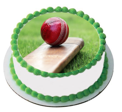 7" Round CRICKET Themed Edible Cake Topper Icing Image Print Bat Ball ...
